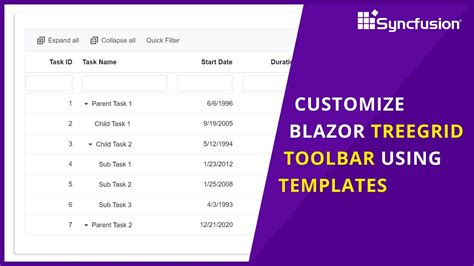 Customize Blazor Treegrid Toolbar Using Templates Youtube