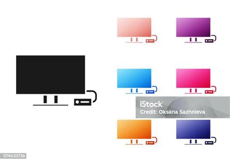 흰색 배경에 격리 된 검은 스마트 Tv 아이콘 텔레비전 표지판 다채로운 아이콘을 설정합니다 벡터 일러스트레이션 0명에 대한 스톡 벡터 아트 및 기타 이미지 Istock