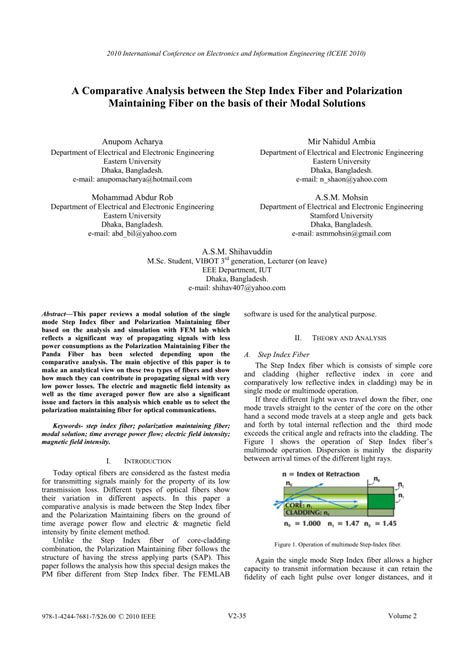 Pdf A Comparative Analysis Between The Step Index Fiber And Polarization Maintaining Fiber On