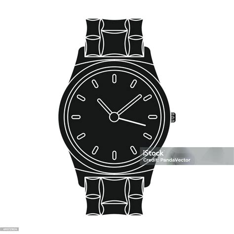 흰색 배경에 고립 된 블랙 스타일에 황금 시계 아이콘입니다 보석 및 액세서리 재고 벡터 일러스트 레이 션 심볼 갈색에 대한 스톡 벡터 아트 및 기타 이미지 Istock