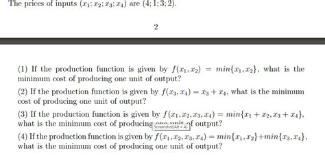 solved the prices of inputs x1 x2 x3 x4 are 4 1 3 2 2 1 if the