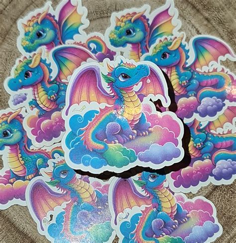 Book Dragon Sticker Rainbow Dragon Journal Stickers Dragons Etsy