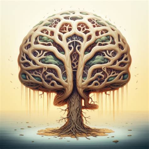 Brain Rooted In Trees Human Brain Growing From A Root On A Tree Branch Stock Illustration