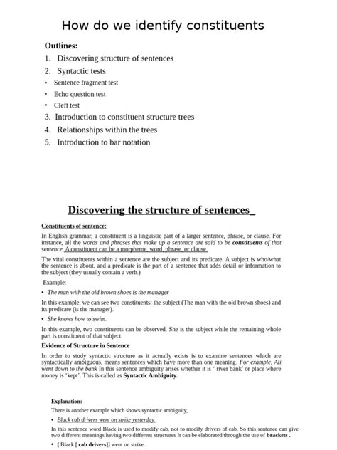 How To Identify Constituents In Grammer And Syntax Pdf