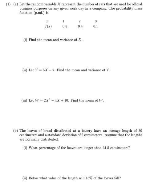 Solved 1 A Let The Random Variable X Represent The