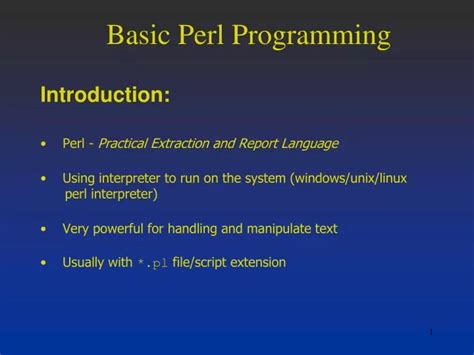 Ppt Basic Perl Programming Powerpoint Presentation Free Download