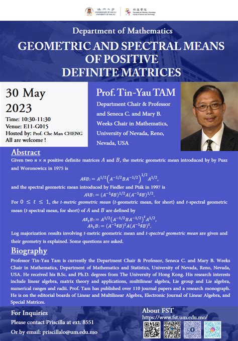 Geometric And Spectral Means Of Positive Definite Matrices Faculty Of Science And Technology