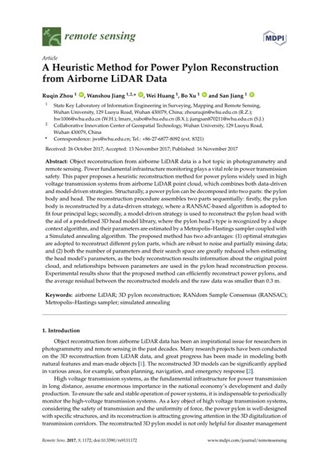 Pdf A Heuristic Method For Power Pylon Reconstruction From Airborne Lidar Data