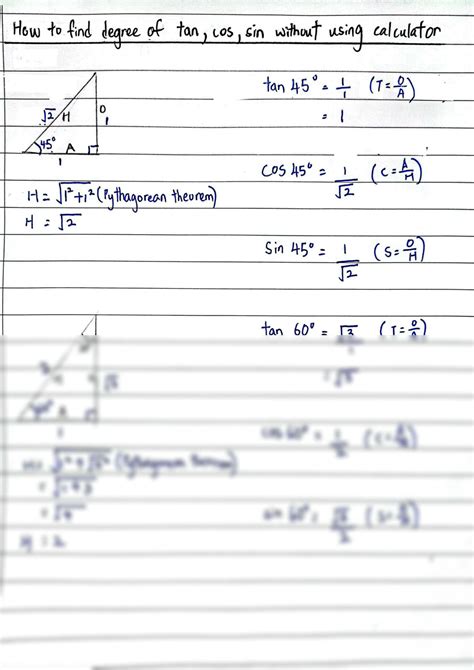 Solution Sine Cosine And Tangent Of Acute Angles In Right Angled Triangles Formula Notes