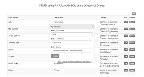 free programming source codes and computer programming tutorials crud using php ajax mysql