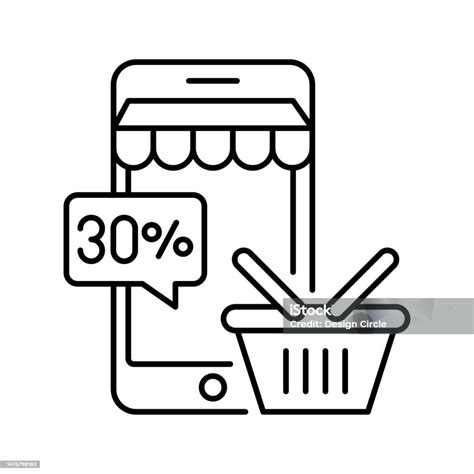 M 상거래 벡터 개요 아이콘 디자인 그림입니다 흰색 배경에 모바일 기술 기호 Eps 10 파일 0명에 대한 스톡 벡터 아트 및 기타 이미지 Istock