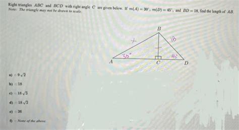 solved right triangles abc and bcd with right angle c are