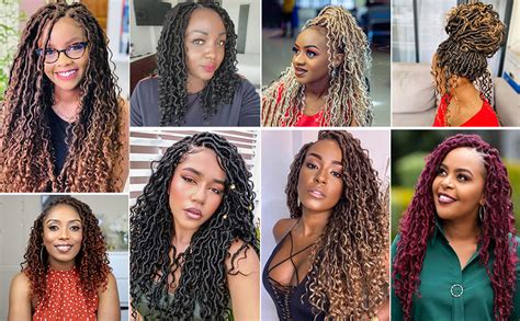 Dibecaa 8 Packs Goddess Locs Crochet Hair 22 Inch Curly Faux Locs Crochet Hair Boho