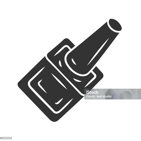 닫힌 손톱 젤 폴란드어 병 문말 아이콘 여성 스러운 화장품 실루엣 기호입니다 음수 공간입니다 매니큐어 및 페디큐어 도구 벡터 격리 그림입니다 손톱 바니시와 브러쉬가 있는