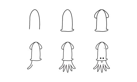 Drawing A Cute Squid Step By Step Vector Art At Vecteezy