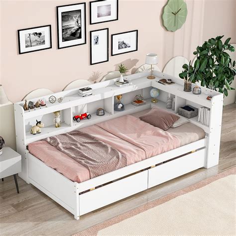 Harper And Bright Designs Twin Bed With Storage Drawers And L