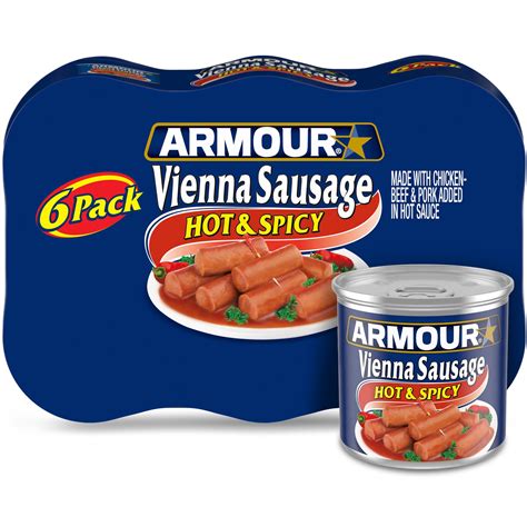 Armour Vienna Sausage Hot And Spicy Flavored 46 Oz Can Pack Of 6
