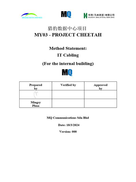 Method Statement It Cabling Pdf Personal Protective Equipment