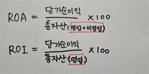 주식 Roe Roa Roi Roic 차이 비교 공식 롤드주식