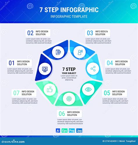 7 Step Workflow Process Data Technology Infographic Template Stock