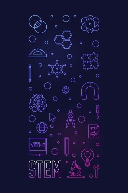 Premium Vector Science Technology Engineering And Math Stem Vector Thin Line Vertical Colorful