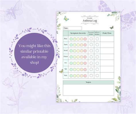 Peak Flow Log Printable Pdf Peak Flow Chart Asthma Tracker Medical
