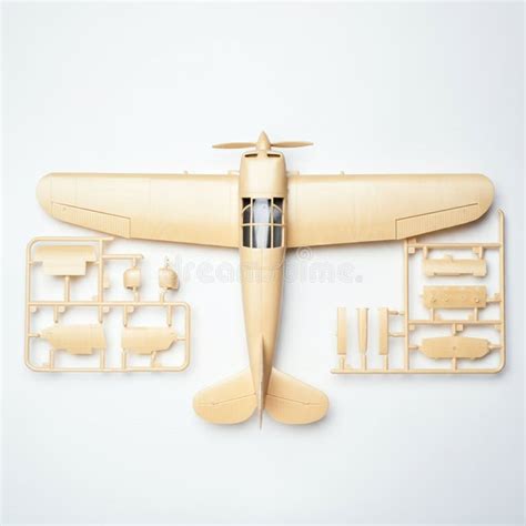 Assembled Beige Plastic Model Airplane Surrounded By Unassembled Parts