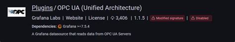 modified signature · issue 42 · grafana opcua datasource · github