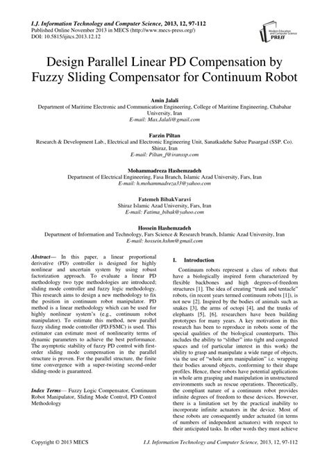 Pdf Design Parallel Linear Pd Compensation By Fuzzy Sliding