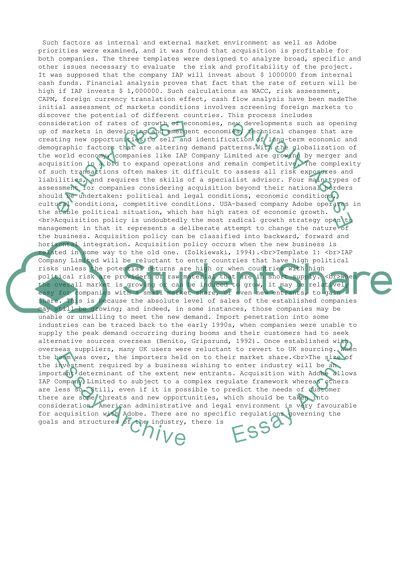 Acquisition Analysis Essay Example Topics And Well Written Essays 1750 Words