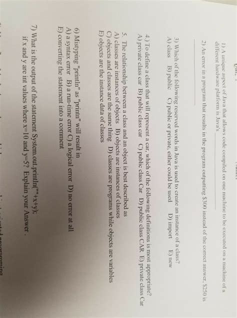 Solved 1 A Unique Aspect Of Java That Allows Code Compiled