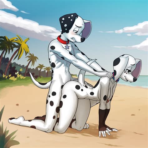 Rule 34 101 Dalmatian Street 101 Dalmatians 1male1female Anthro Anthro On Anthro Beach Black