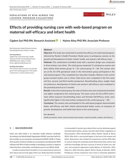 Pdf Effects Of Providing Nursing Care With Web Based Program On Maternal Self Efficacy And