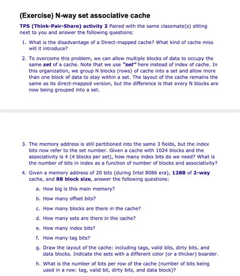 Solved Exercise N Way Set Associative Cache TPS Chegg Com