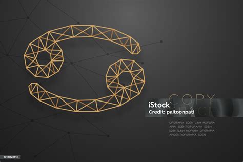 암 조디악 로그인 와이어 프레임 다각형 골든 프레임 구조 포춘 텔러 컨셉 디자인 그림 복사 공간 벡터 Eps 10 블랙