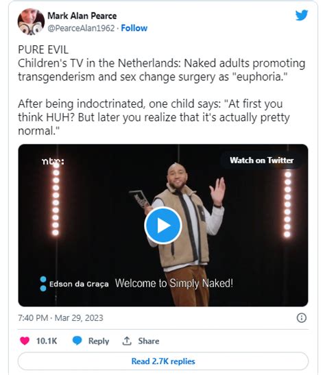The Dutch Simply Naked Program Got Close To Promoting Paedophilia By Having Transgender And