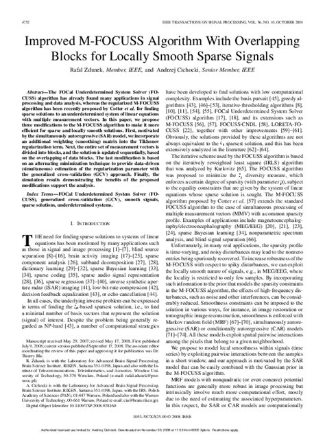Improved M Focuss Algorithm With Overlapping Blocks For Locally Smooth