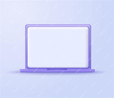 3d 렌더링 빈 화면을 가진 노트북 모형 3d 노트북 미니멀리스트 보라색 3d 미니멀 디자인 터 일러스트레이션 프리미엄 벡터