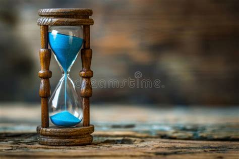 Hourglass Time Clock On Wooden Banner Background Symbolizing Running Out Of Time Stock