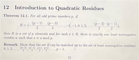 Solved 12 Introduction To Quadratic Residues Theorem 12 1
