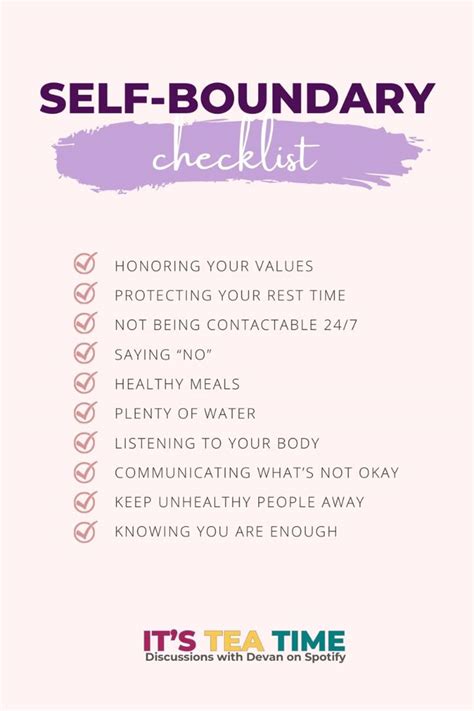 a self boundary checklist to honor yourself boundaries to set for