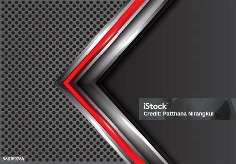 원형 메쉬 디자인 현대 미래 배경 벡터 일러스트 레이 션에 회색 빈 공간을 가진 추상 레드 실버 화살표 0명에 대한 스톡 벡터 아트 및 기타 이미지 Istock