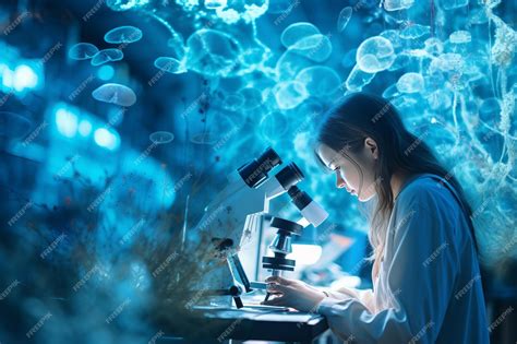 Premium Photo Exploring The Frontiers Of Biotechnology Young Woman Scientifically Pioneering