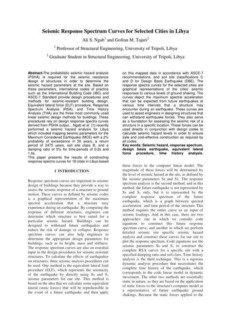 pdf seismic response spectrum curves for selected cities in libya