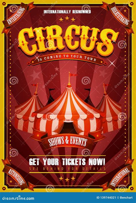Cartaz Do Circo Do Vintage Com Tenda De Circo Ilustração Do Vetor Ilustração De Ouro Cigano
