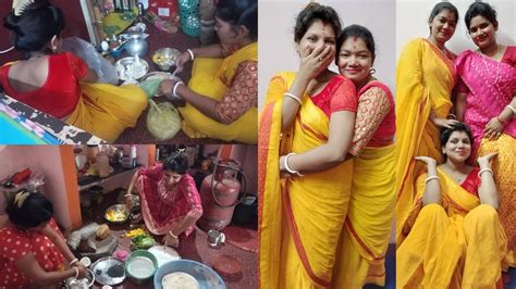 বাইরে থেকেও মনসা পূজা আমি আর দিপ্তী মিলে করলাম অনেক দিন পর ছাতু নেড়ই