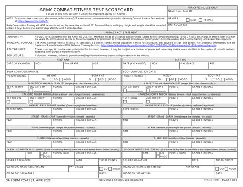 Da Form 705 Printable Printable Forms Free Online