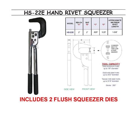 Hand Rivet Squeezer For Solid And Tubular Rivets With A 2 Reach And 2 Gap Wi Ebay
