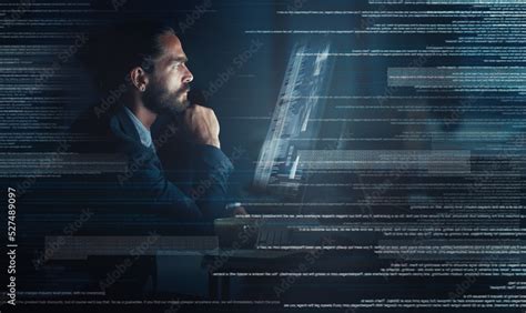 Businessman Cyber Security And Coding Of A Programmer With A Vision