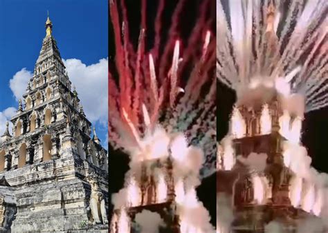 วิจารณ์ขรม วัดดังเชียงใหม่ จุดพลุบนโบราณสถาน กรมศิลป์เงื้อง่าราคาแพง มีคลิป